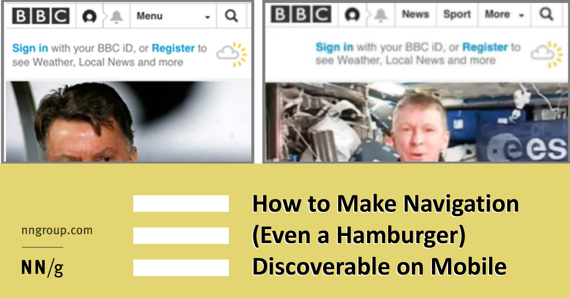 Beyond the Hamburger: What Makes Navigation Discoverable on Mobile - NN/G