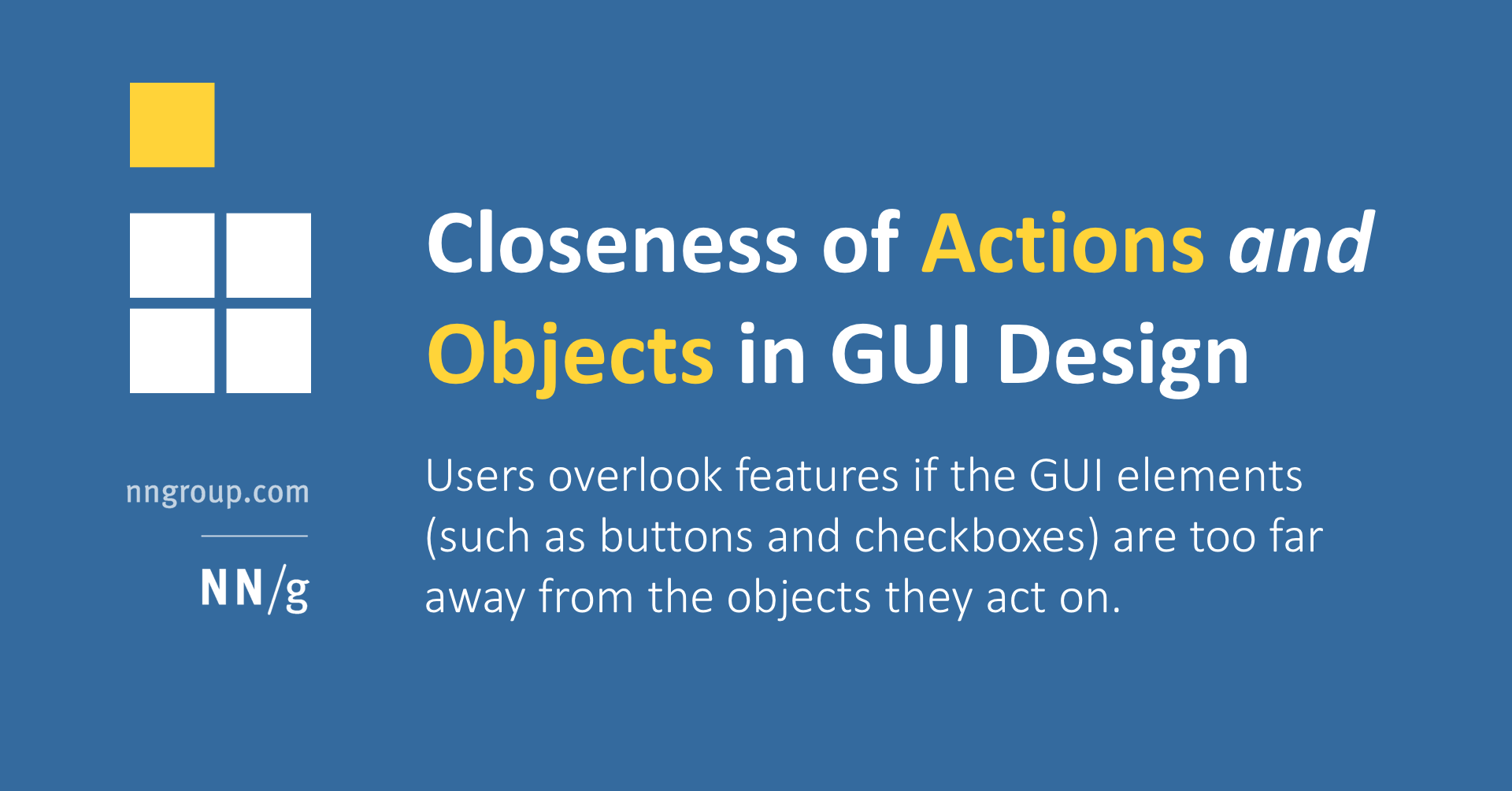 Closeness Of Actions And Objects In Gui Design
