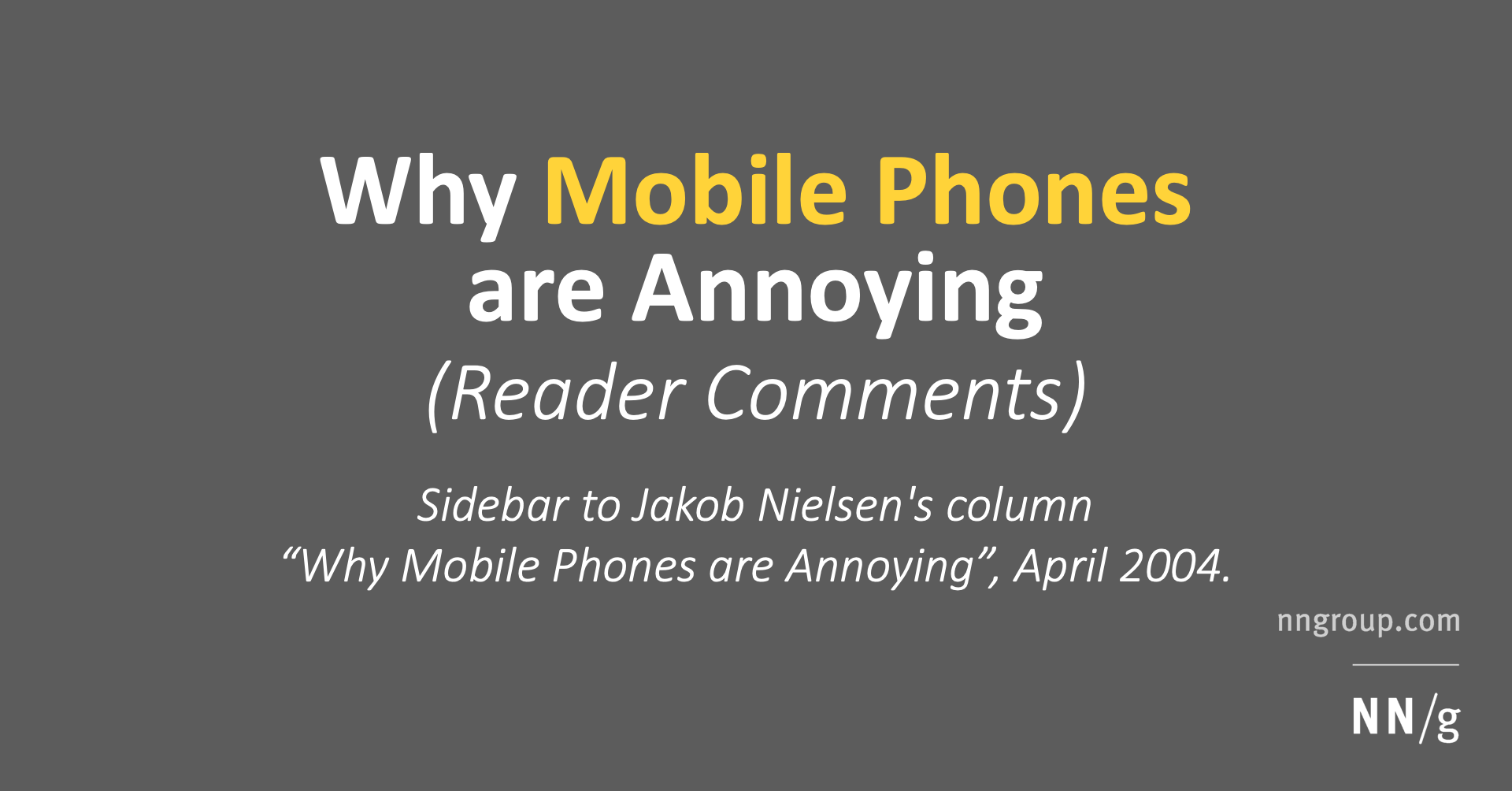 Why Mobile Phones are Annoying (Reader Comments)