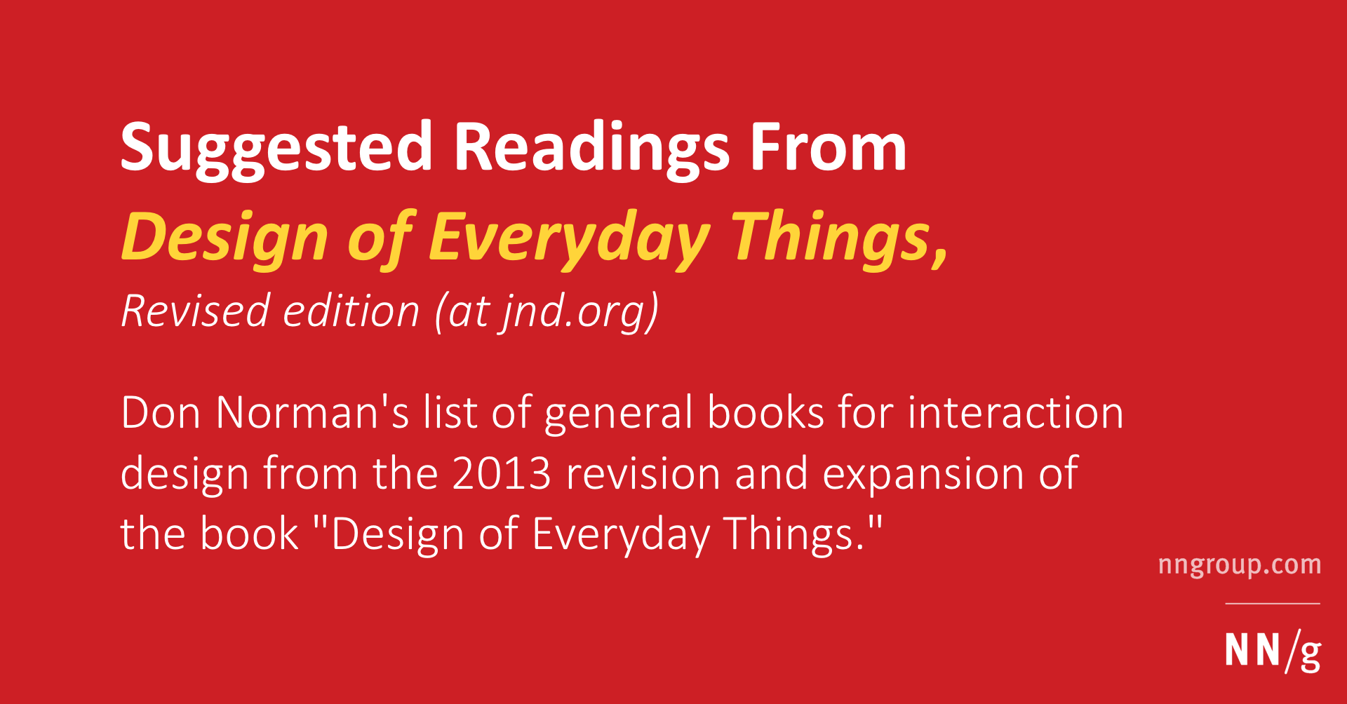 Suggested Readings From Design of Everyday Things, Revised edition