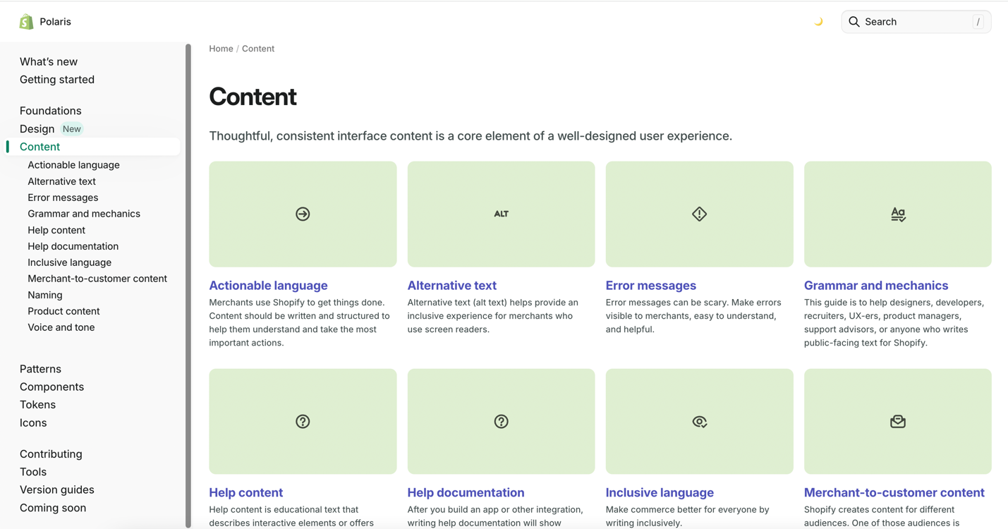 Content Standards in Design Systems